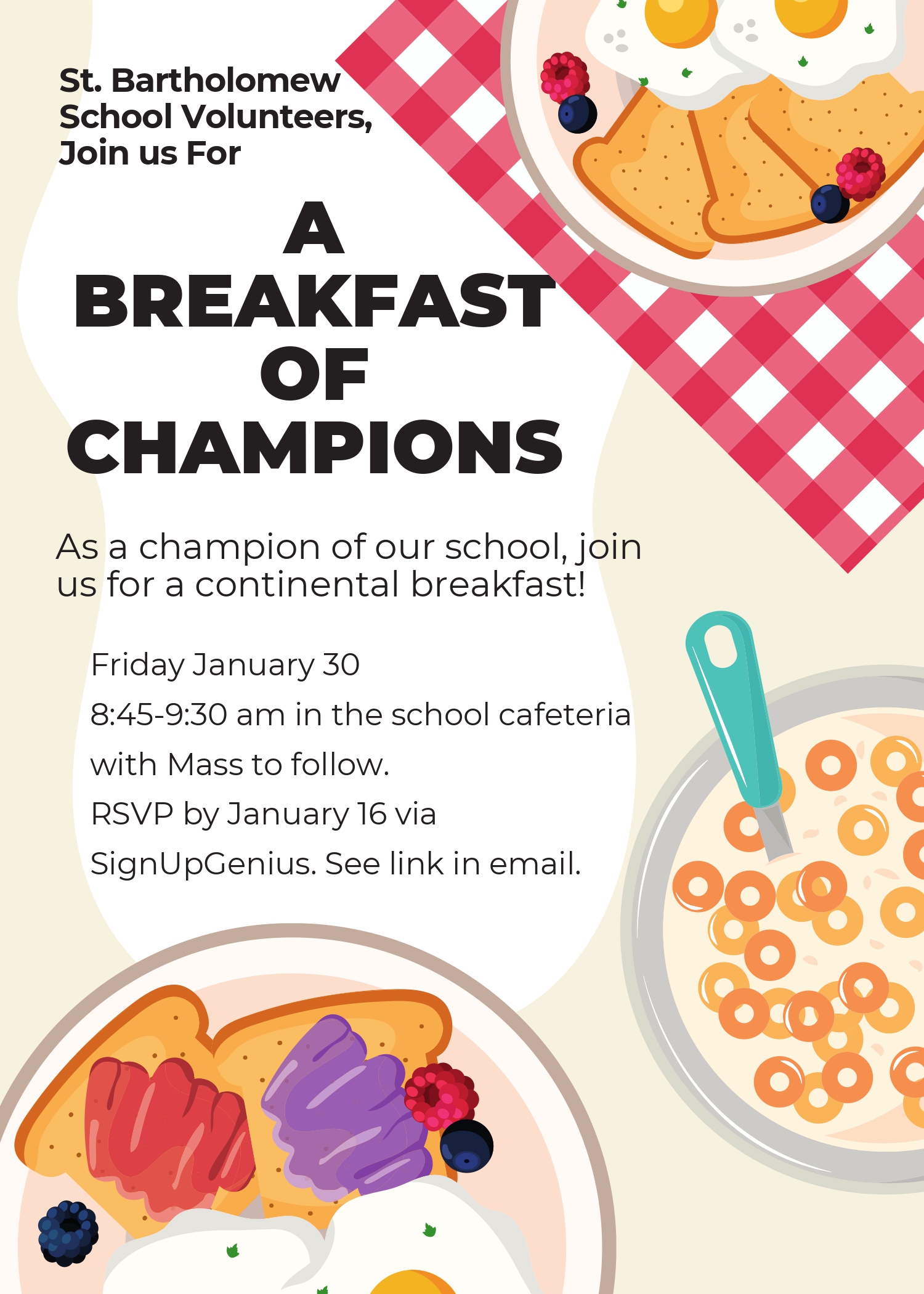 Volunteer Breakfast Invitation Flyer